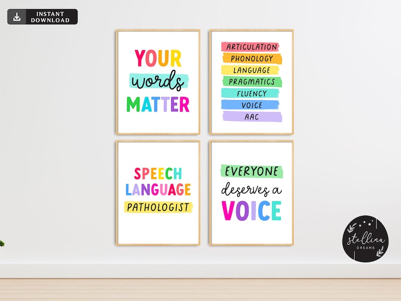 Speech Therapy Poster Raibow Bright Set of 4 Speech Therapy - Etsy