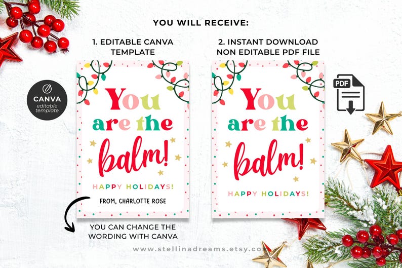 You Are the Balm Christmas Gift Tags | Lip Balm Holiday Tags | Editable ...
