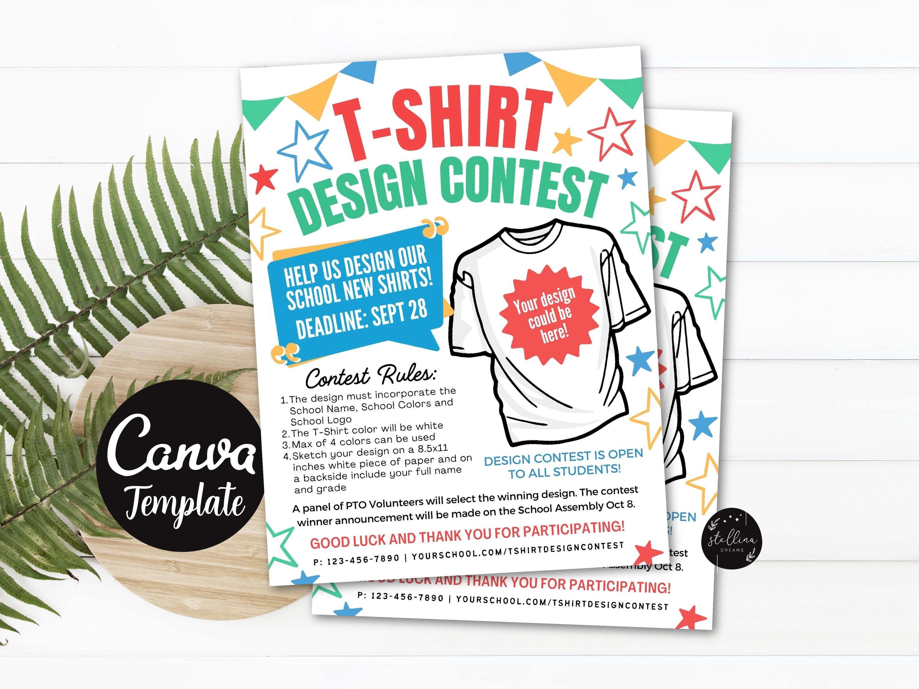 T-shirt Design Contest Flyer: School Event CANVA Template (digital) T ...