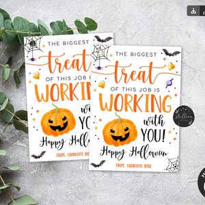 Editable Halloween Gift Tags, Biggest Treat is Working With You ...