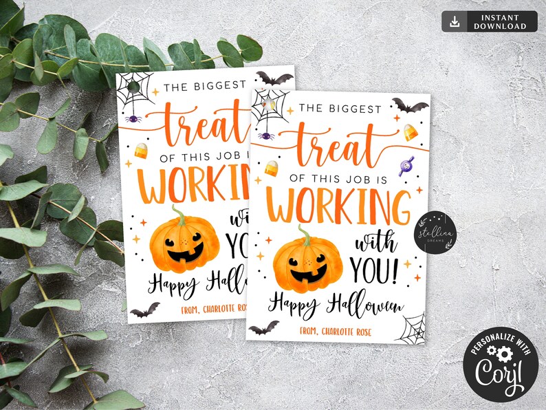 Editable Halloween Gift Tags Biggest Treat is Working With - Etsy