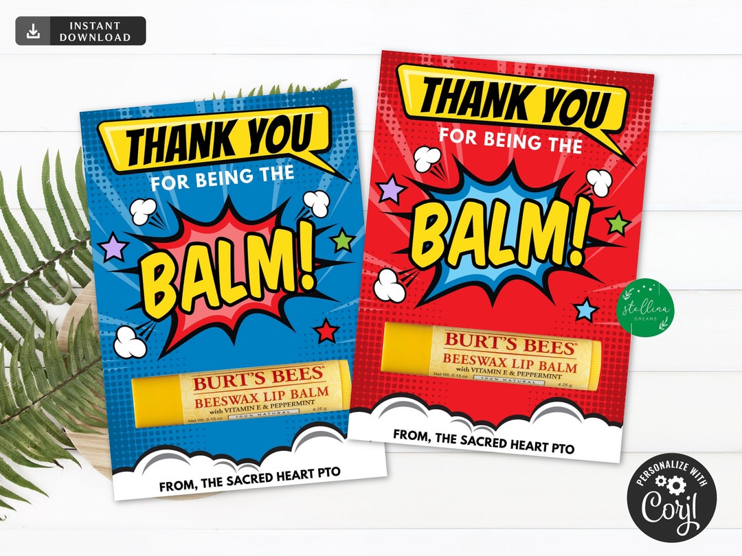 EDITABLE Superhero Lip Balm Favor Tags, You're the Balm, Super Hero ...