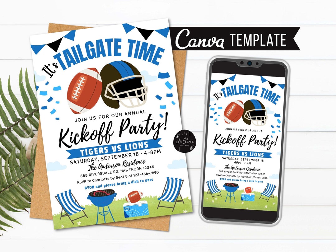 Football Kick off Party Invitation, Editable Football Party Template ...