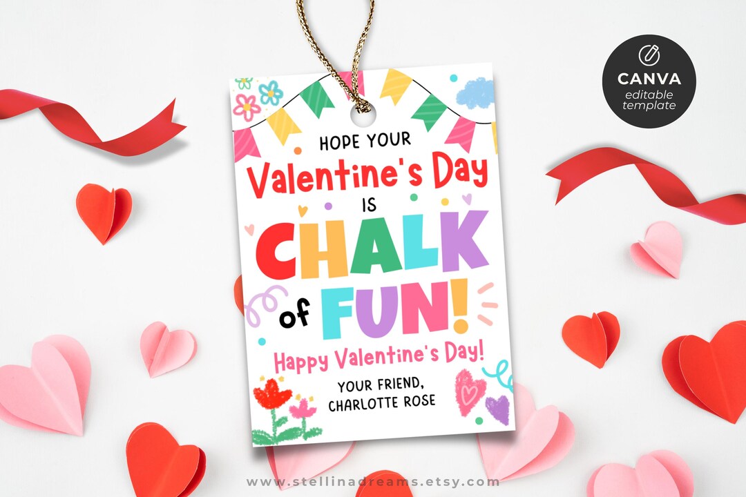 Valentine Chalk Gift Tags | Valentine's Day Non Candy Classroom ...