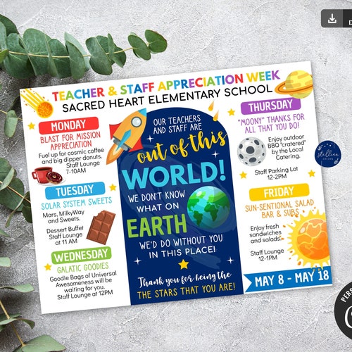 EDITABLE Teacher Appreciation Week Itinerary Printable - Etsy