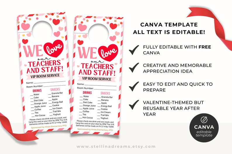 Valentine Room Service Door Hanger | Valentine's Day Teacher Staff ...