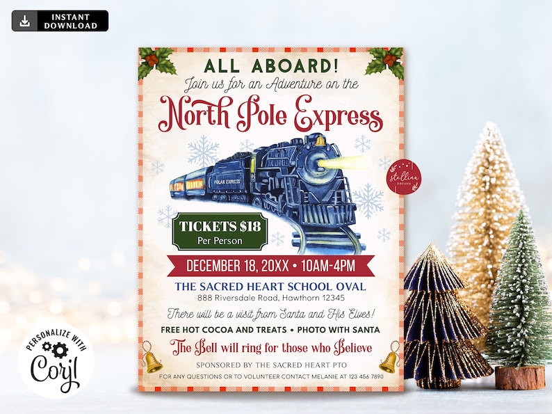 EDITABLE North Pole Polar Express Train Event With Santa Flyer - Etsy ...