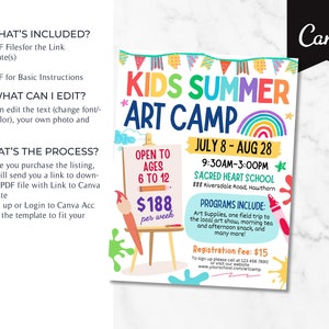 Editable Summer Art Camp Flyer Kids Little Artist Teacher Camp ...