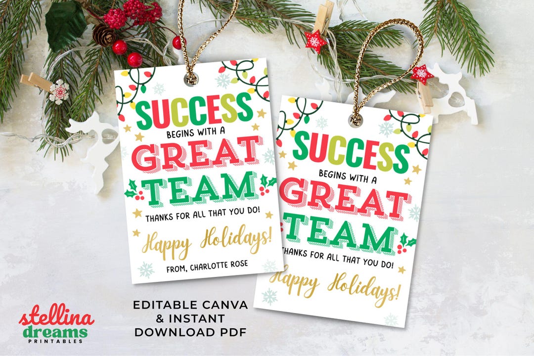 Success Begins With a Great Team Christmas Tags | Coworker Team ...