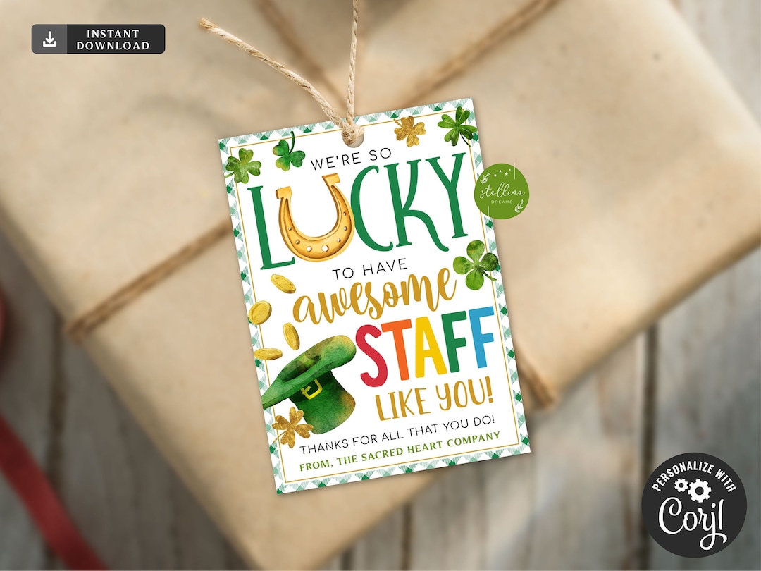 St. Patrick's Day Staff Gift Tags: Shamrock Appreciation (DIY Editable ...