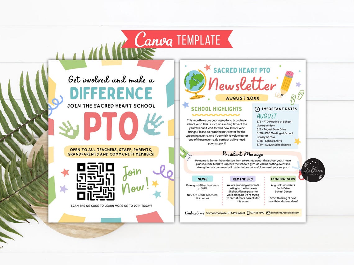 Editable PTA PTO Recruitment Templates: Rainbow Boho Canva Bundle ...