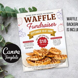 Editable Waffle Fundraiser Flyer, Church Charity Community Breakfast or ...