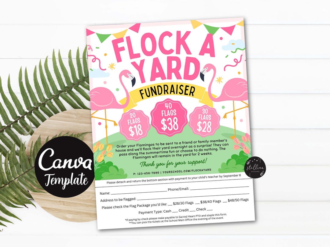 Editable Flock A Yard Flamingo Fundraiser Flyer, Printable Invite Summer Fundraiser Idea ...
