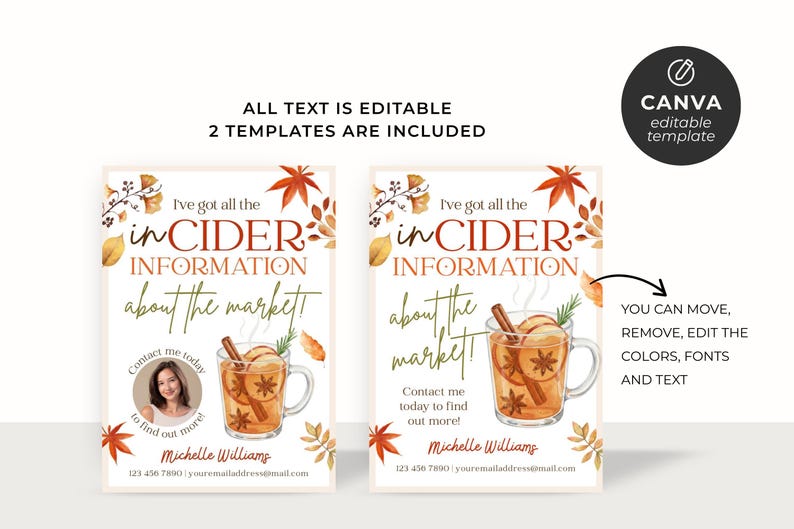 Realtor Marketing: Fall Hot Apple Cider Realtor Pop by Tags CANVA ...