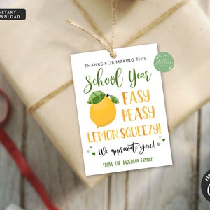 EDITABLE Lemons Gift Tag, Thanks You Easy Peasy Lemon Squeezy ...