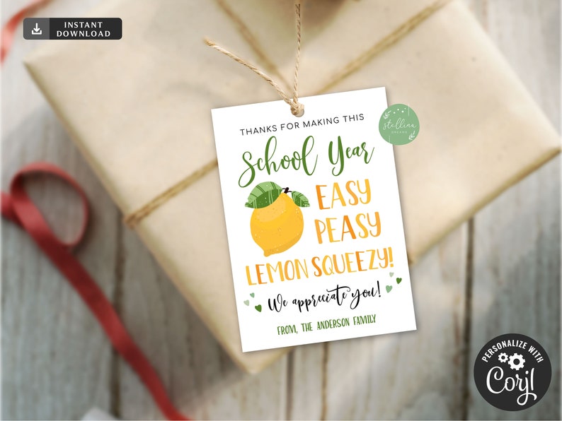 EDITABLE Lemons Gift Tag, Thanks You Easy Peasy Lemon Squeezy ...