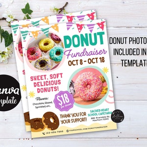 Editable Donut Fundraiser Flyer, PTA PTO Fundraising, Church Scouts ...