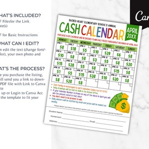 Editable Cash Calendar Fundraiser Flyer, Printable Handout Take Home ...