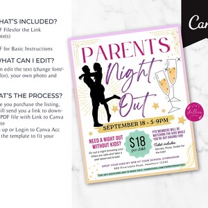 Editable Parents Night Out Flyer, Printable PTA, PTO, School Family ...