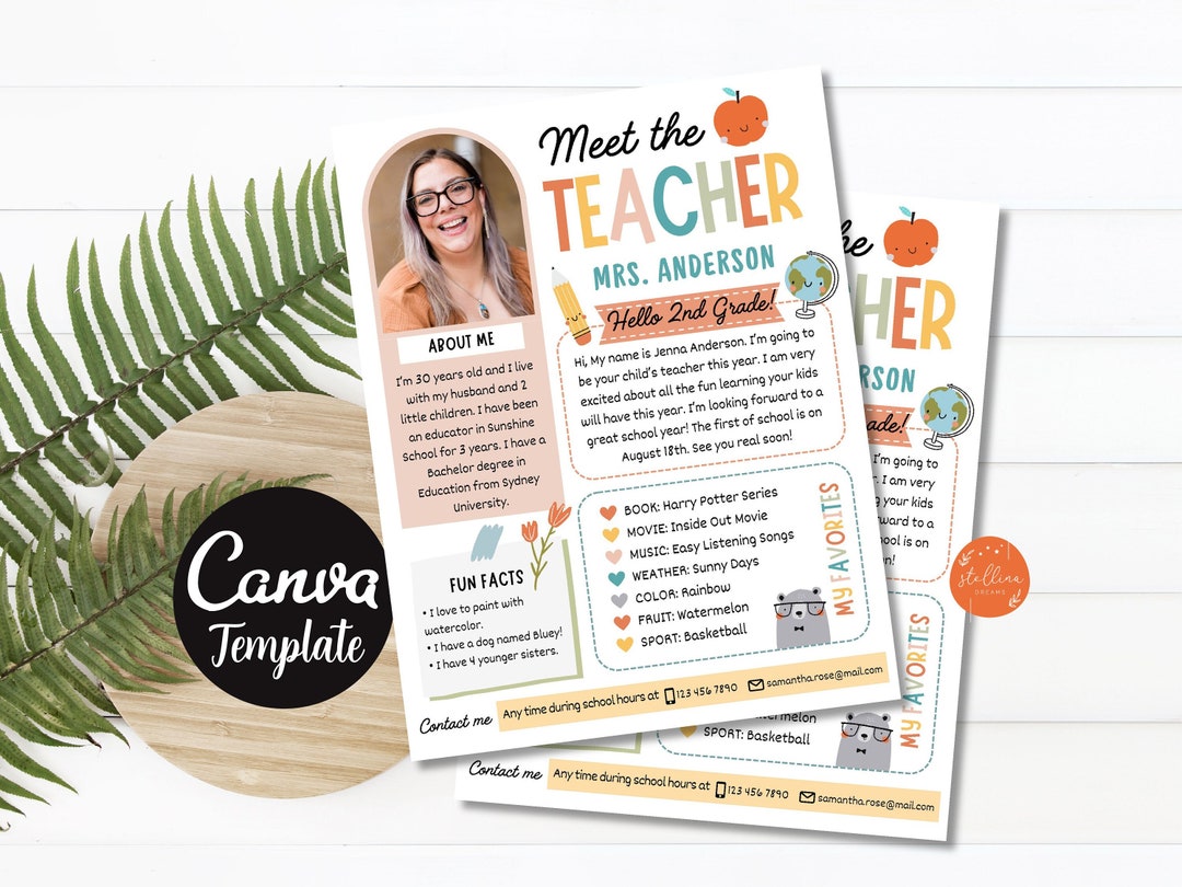 Editable CANVA Template Newsletter Template Rainbow Boho, Teacher ...