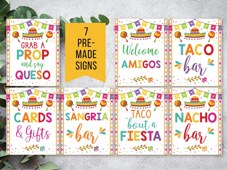 Printable Mexican Theme Party Decor, Editable Fiesta Signs, Cinco De ...