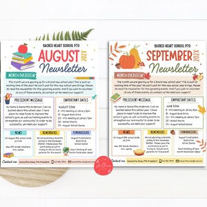 Editable Yearly Pto Pta Newsletter Template Set, Classroom Printable ...