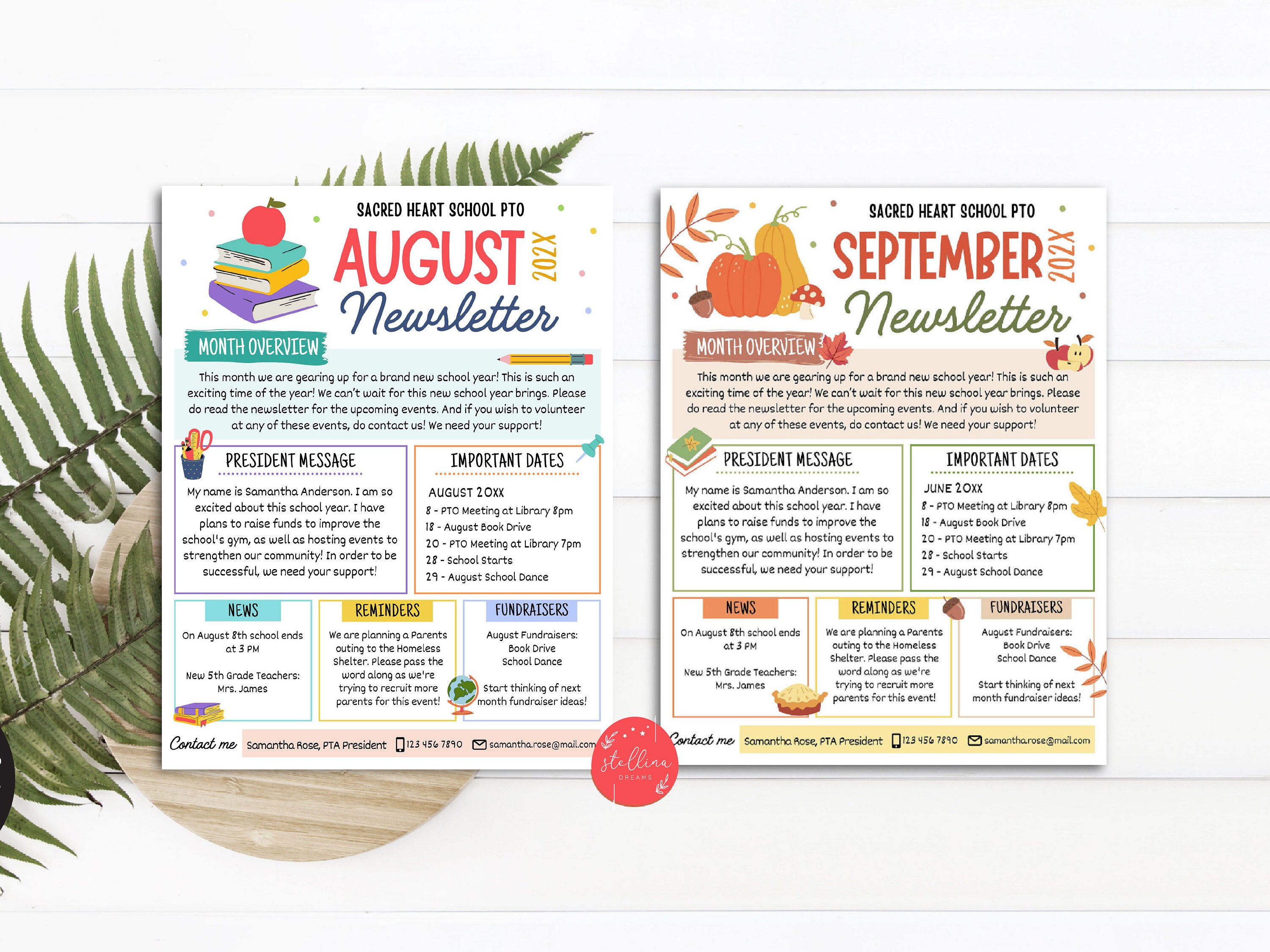 Editable Yearly Pto Pta Newsletter Template Set, Classroom Printable ...