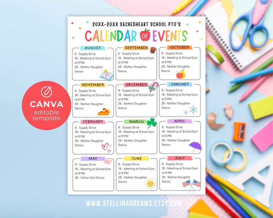 Editable Monthly PTO PTA Flyer Printable Handout, School Year ...