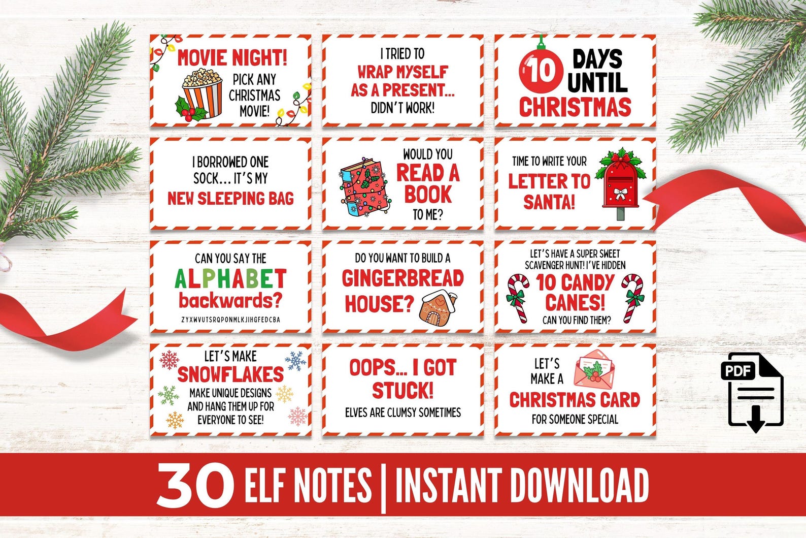 Christmas Elf Notes Printable Bundle | Editable Canva Template Included ...