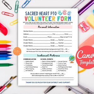 Editable PTO Volunteer Form: School Fundraiser Signup (CANVA Template ...