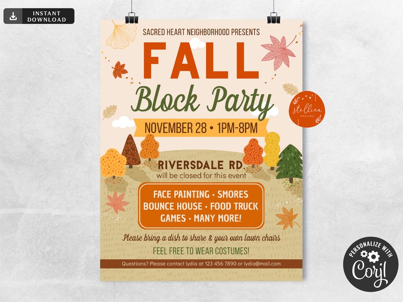 EDITABLE Fall Block Party Festival Harvest Invite Flyer - Etsy