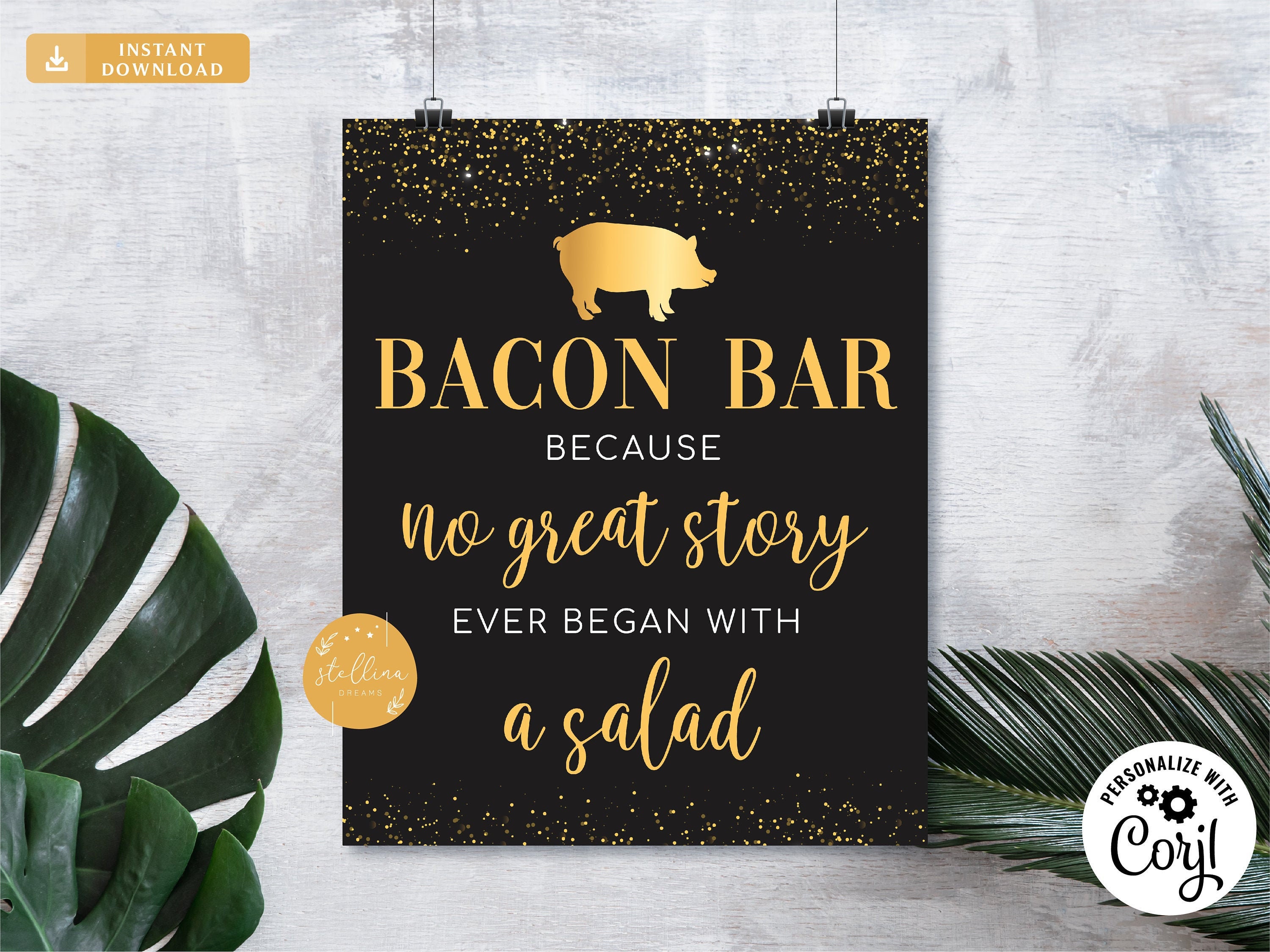 Bacon Bar Sign Wedding Food Dessert sign Buffet Cheese Meat | Etsy