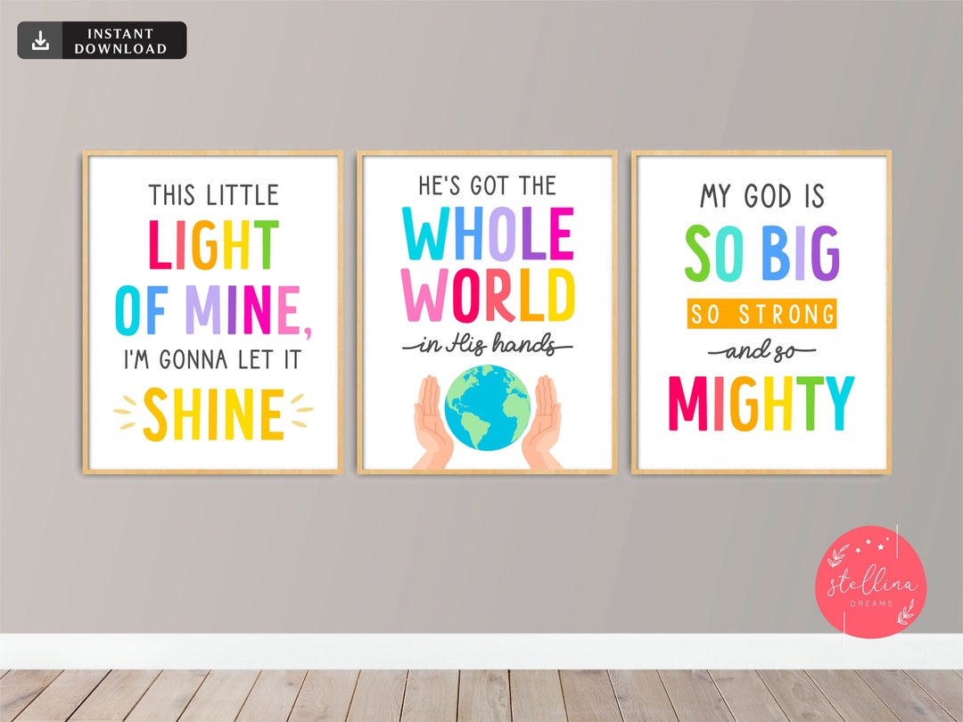 Children's Bible Songs Art, Scripture Art Printable Wall Art Bible ...