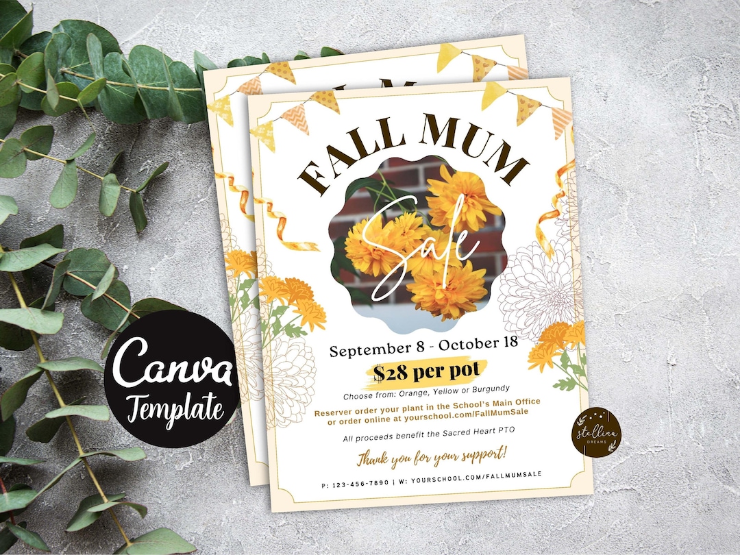 Editable Fall Mum Sale Fundraiser Flyer Template, Church Fundraiser ...