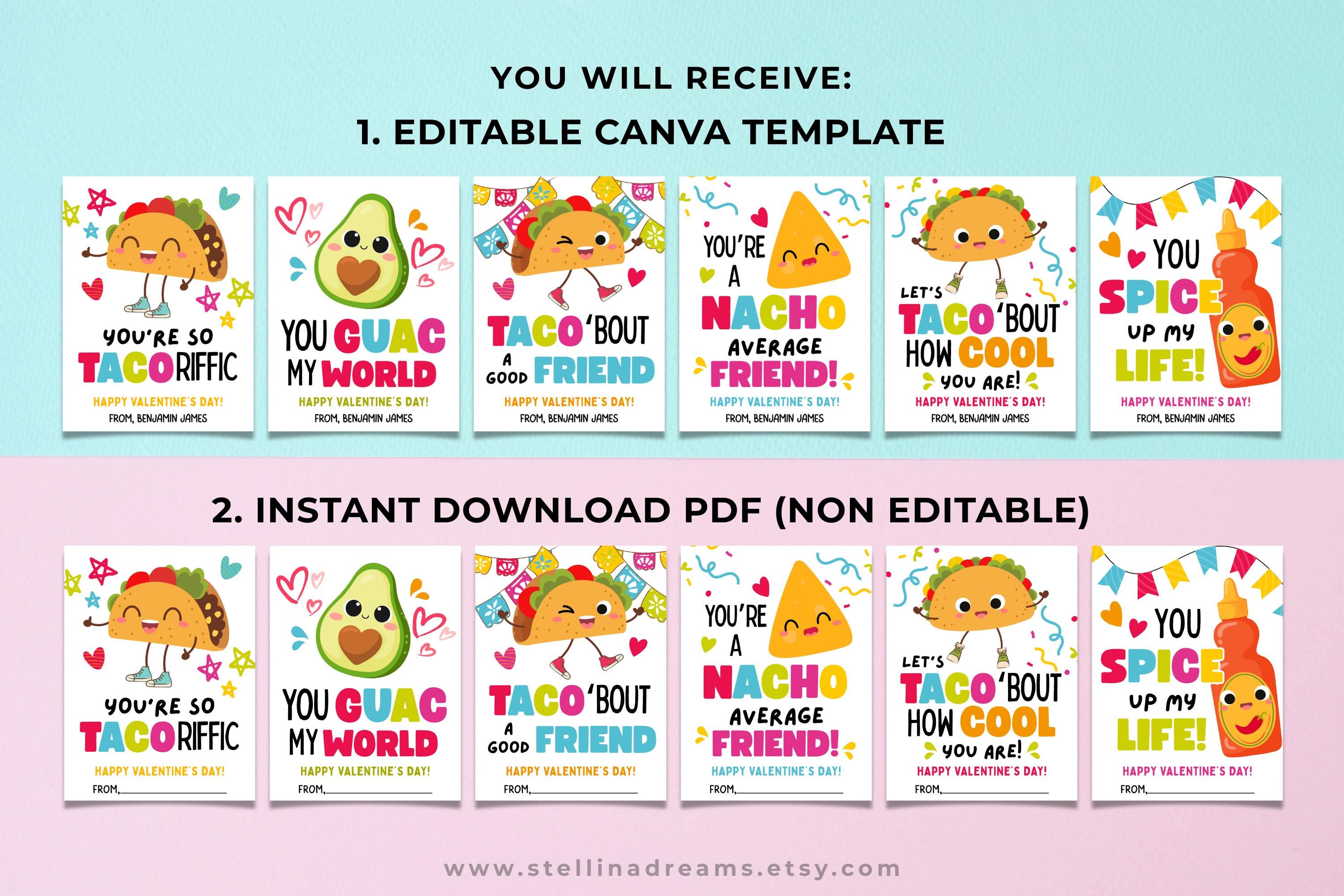 Taco Valentine Cards for Kids | Nacho Average Classroom Valentines ...