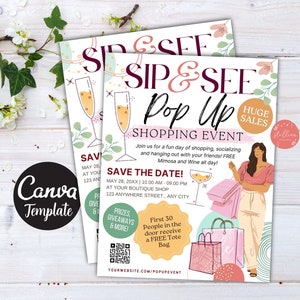 Editable Pop up Shop Flyer, Grand Opening Boutique Show Invite Women's ...