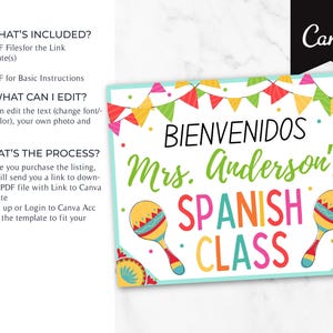 Editable Spanish Teacher Classroom Door Sign: Printable Decor (CANVA ...