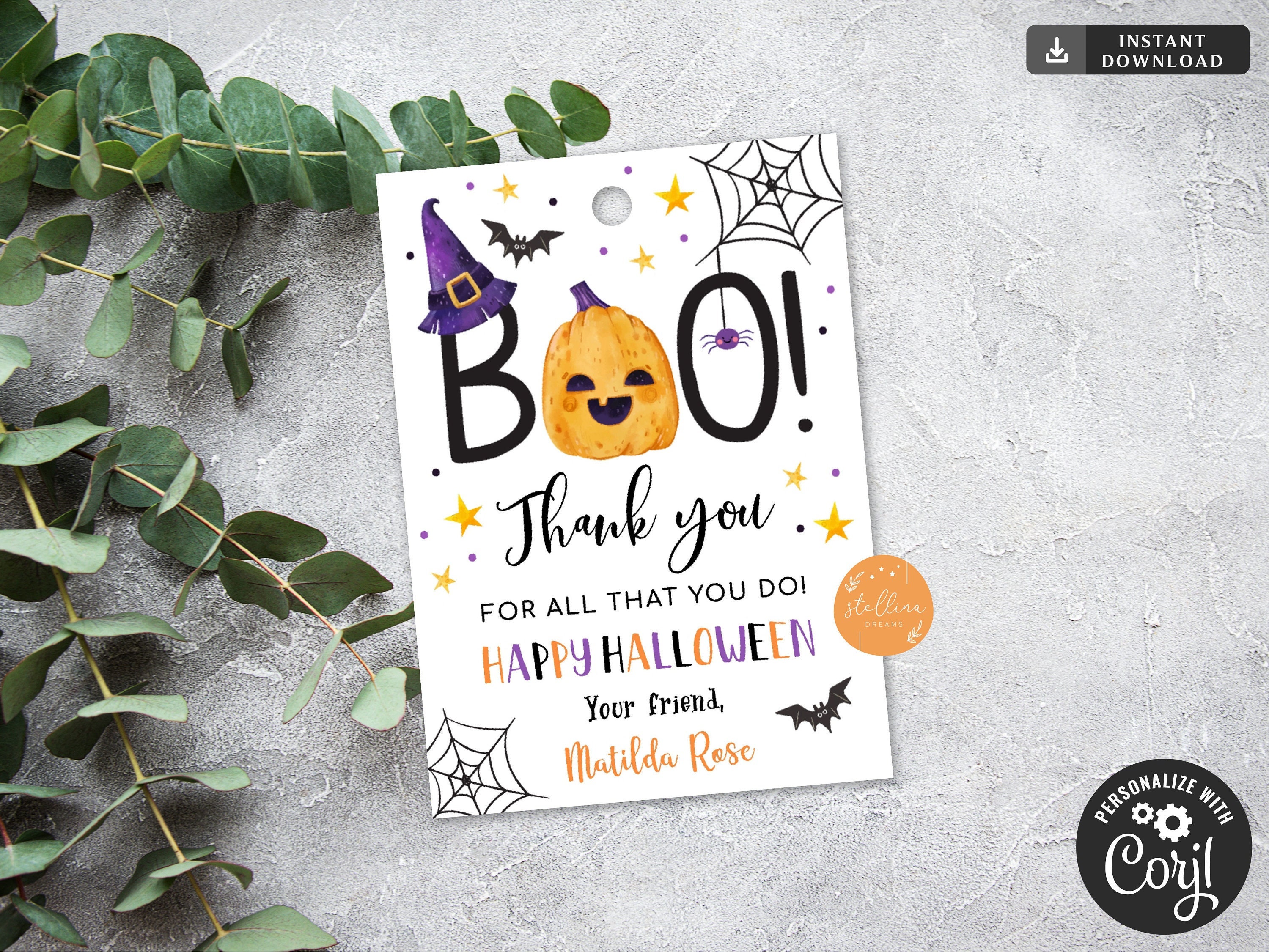 EDITABLE Halloween Gift Tags, Halloween Appreciation Favor Tags, Boo ...