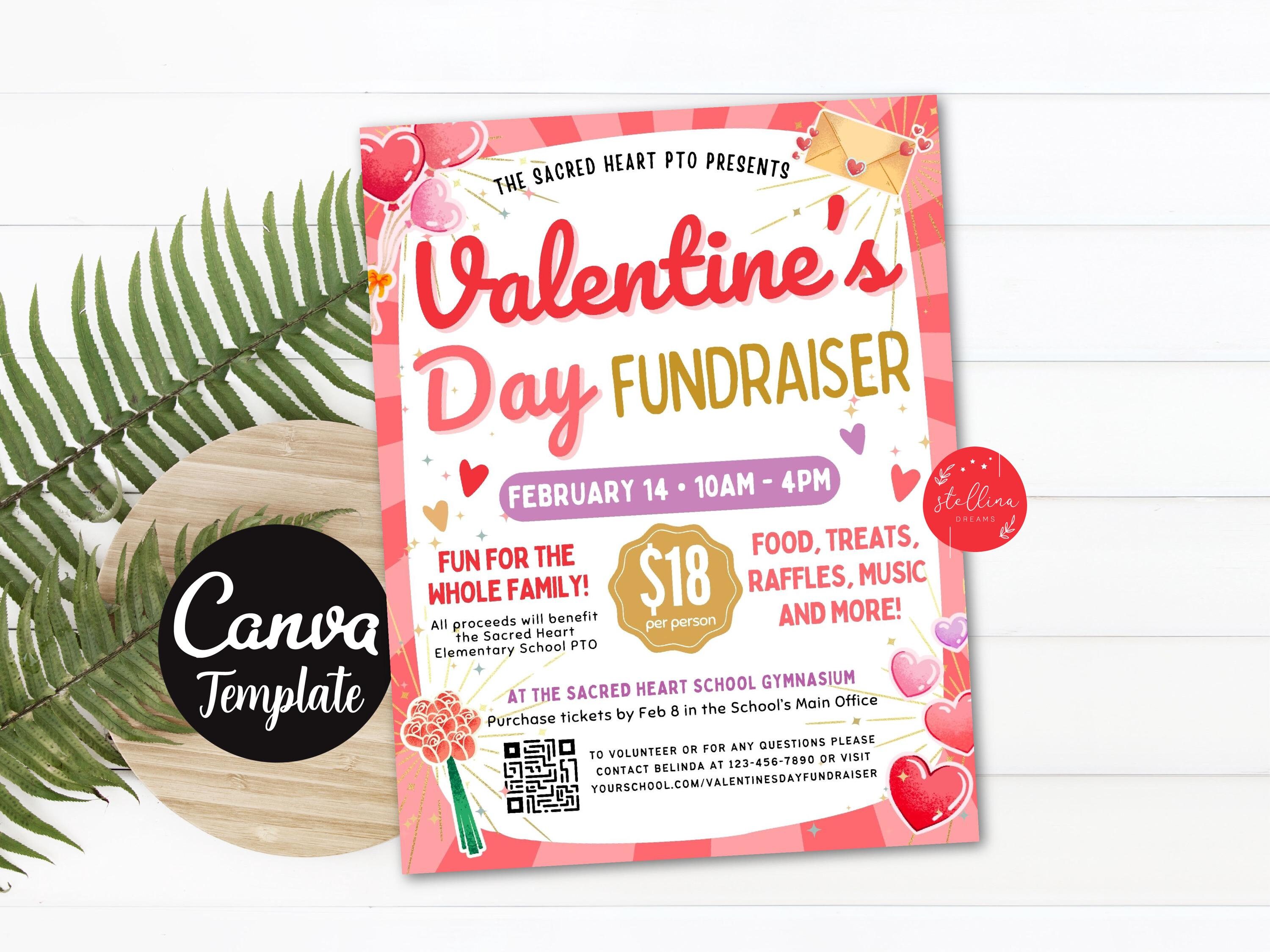 Valentine's Day Fundraiser Flyer: Editable Canva Template (digital ...