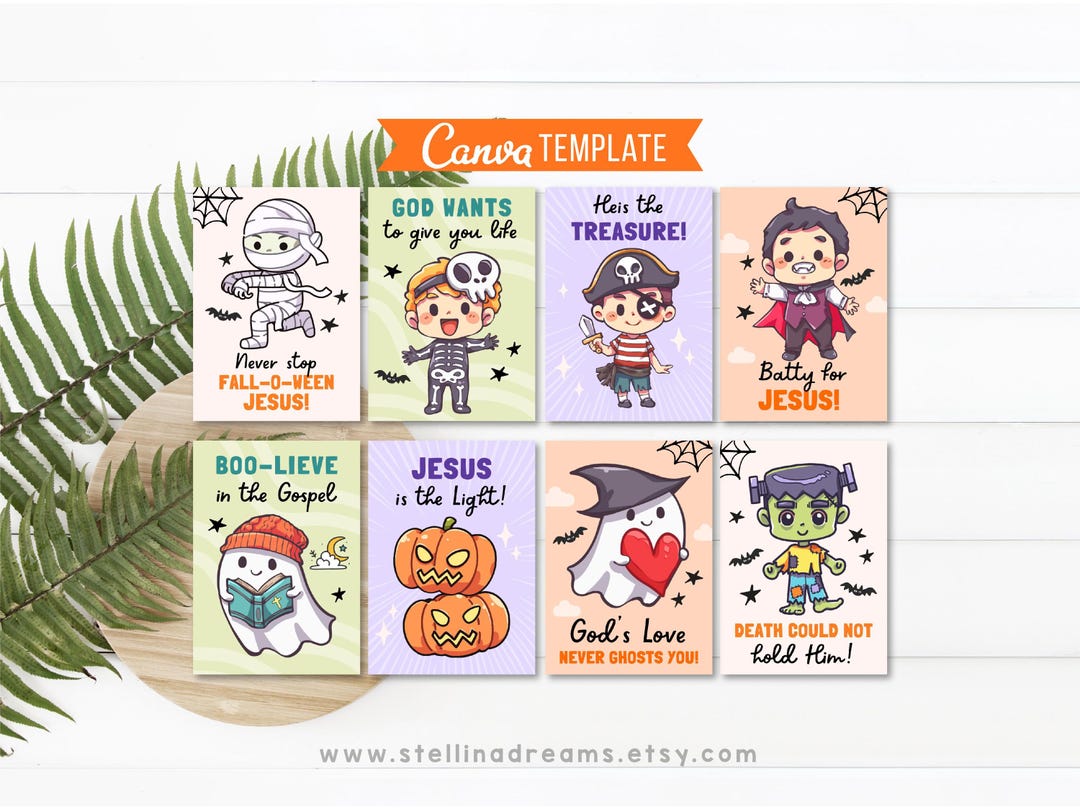 Christian Halloween Cards for Kids: Trunk-or-treat CANVA Template ...