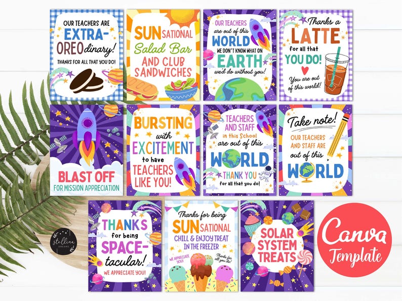 Editable Bundle Space Theme Teacher Appreciation Week Posters, Treat ...