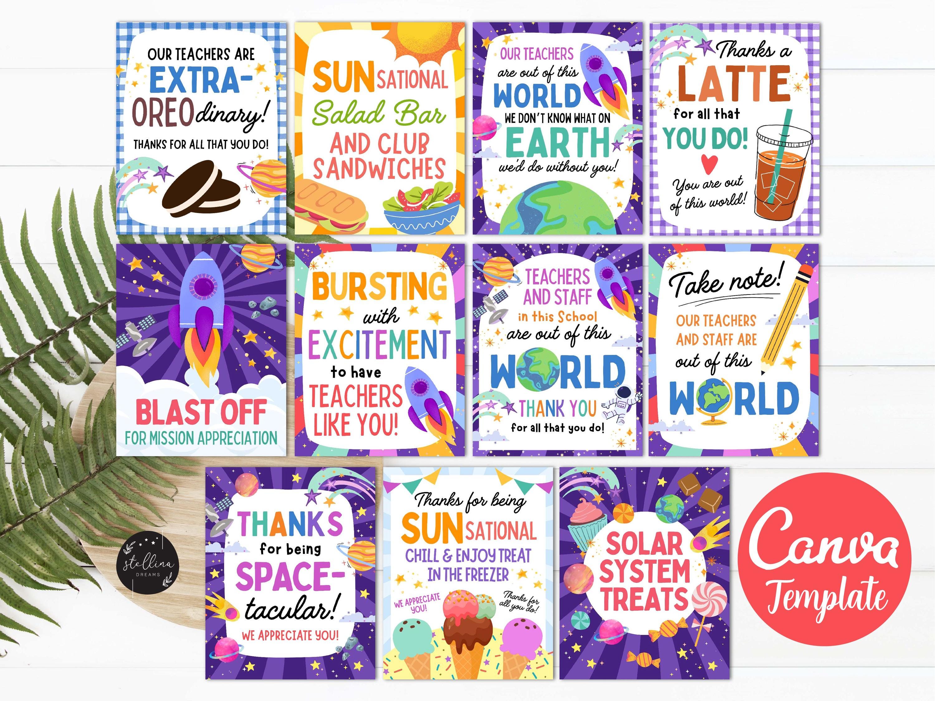 Editable Bundle Space Theme Teacher Appreciation Week Posters, Treat ...