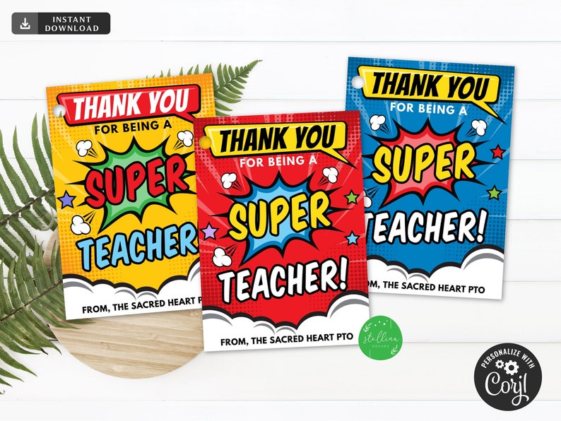 Superhero Favor Tags, Printable Superhero Gift Tag, Teacher ...