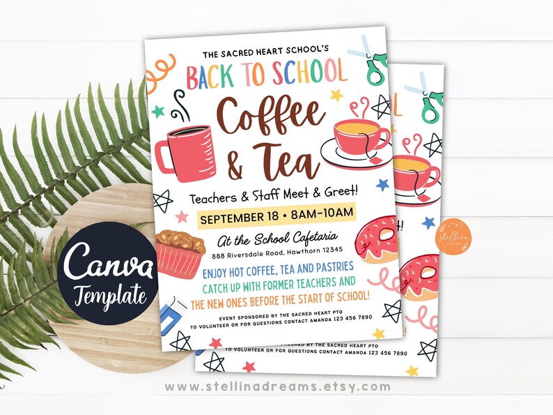 Editable Teacher Staff Meet and Greet Breakfast Social, Printable PTA ...