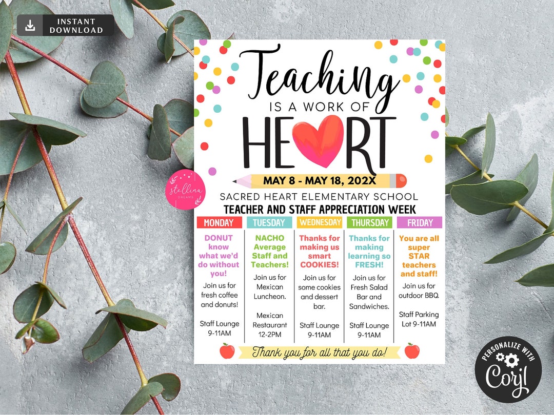 Teaching is a Work of Heart Teacher and Staff Appreciation Week ...