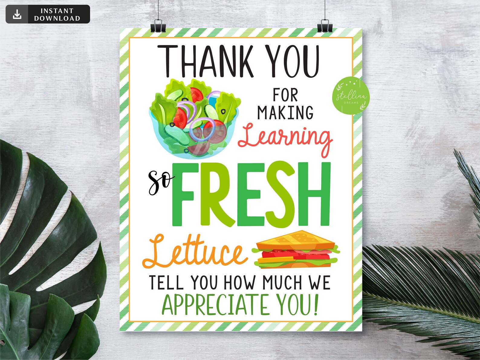 Salad Appreciation Sign, Staff Teacher Appreciation Week Lunch Decor ...