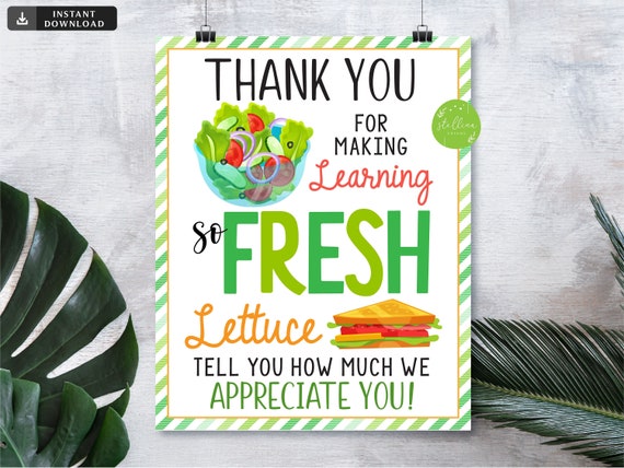 Salad Appreciation Sign Staff Teacher Appreciation Week Lunch - Etsy
