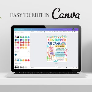 Editable Summer Art Camp Flyer Kids Little Artist Teacher Camp ...