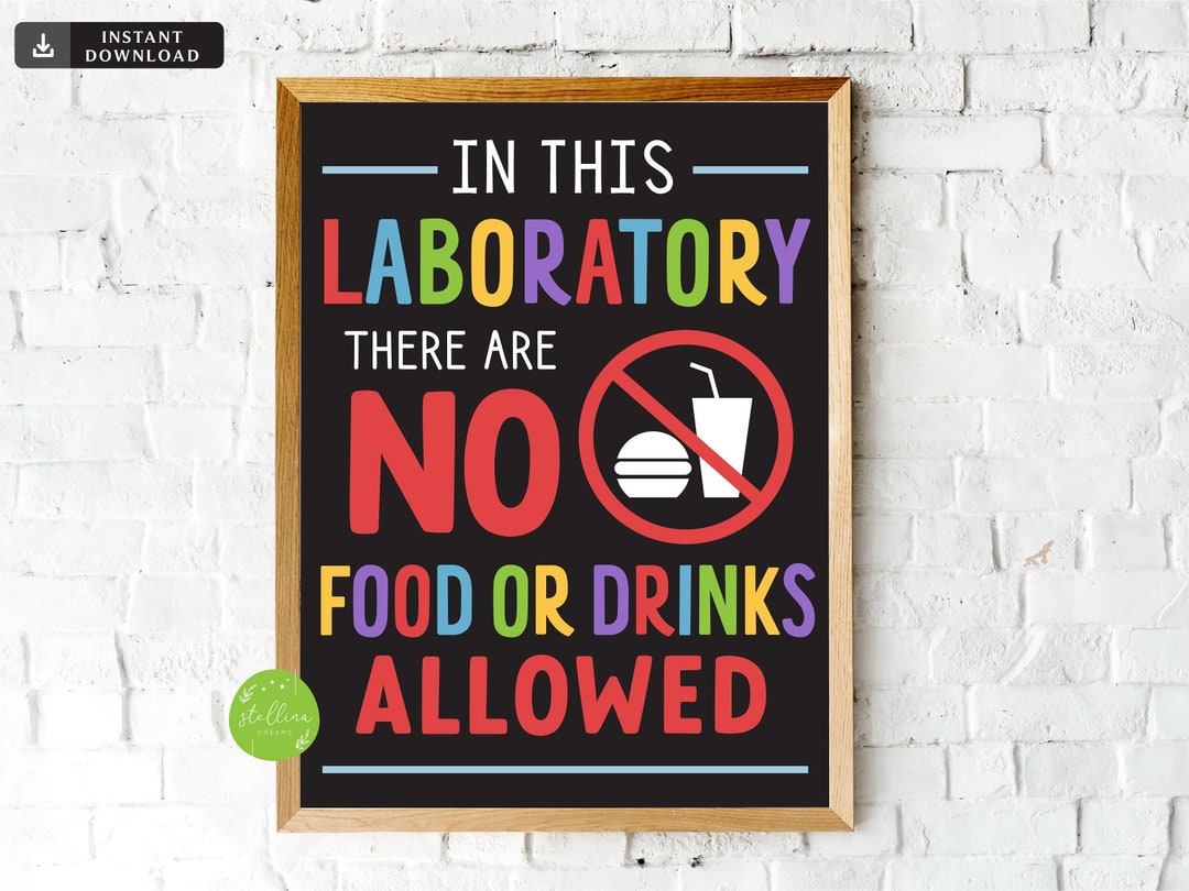 No Food or Drinks Allowed School Poster, Laboratory Poster, Science ...