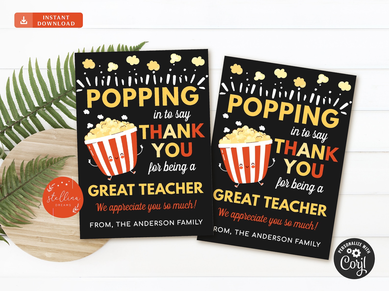 Editable Popcorn Thank You Tags Teacher Appreciation Treat - Etsy